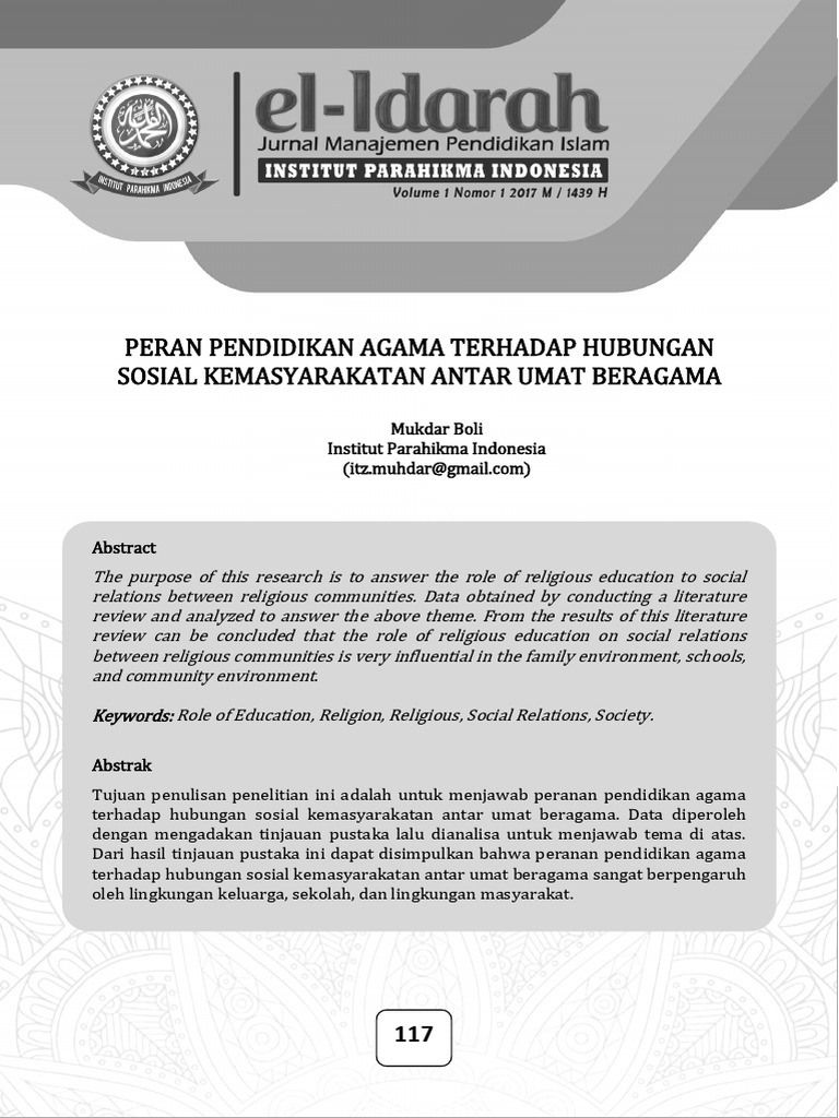 Peran Pendidikan Agama dalam Hubungan Sosial | PDF