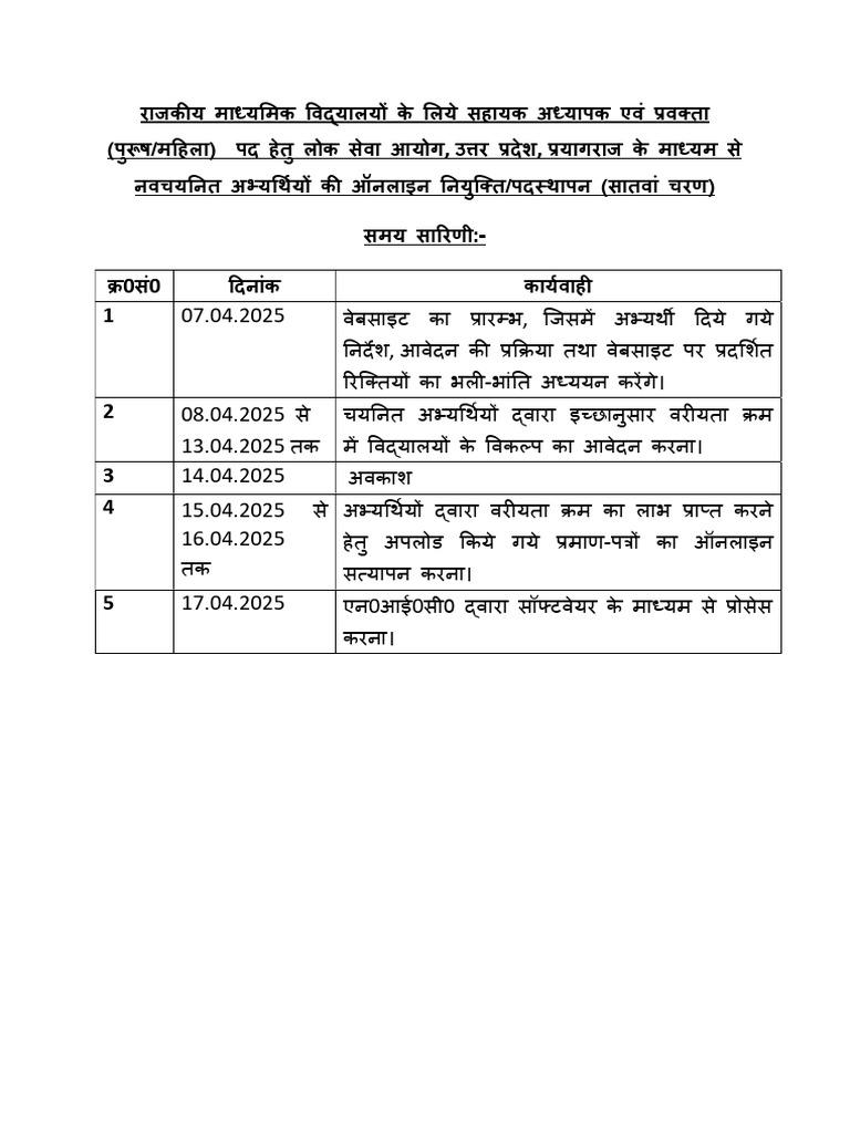 Schedule Time Table | PDF