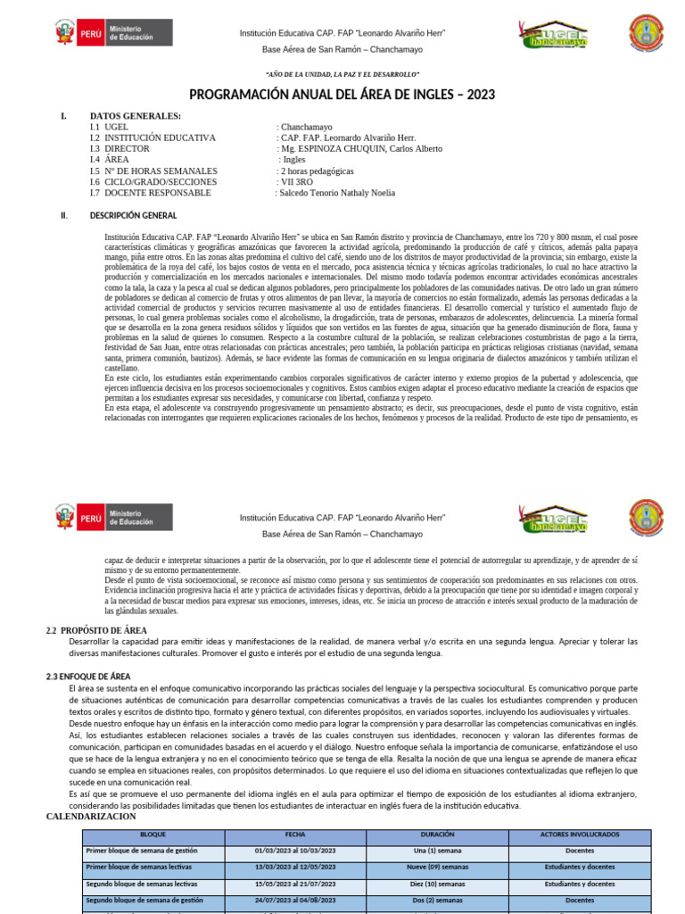 3ro Programacion Anual de Inglesyouteacher.net | PDF | Enseñando | Segundo lenguaje