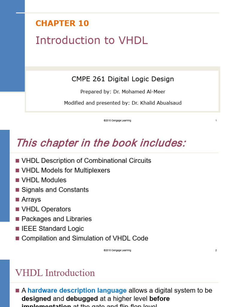 07 - Chapter - 10 - Introduction To VHDL | PDF | Vhdl | Hardware Description Language