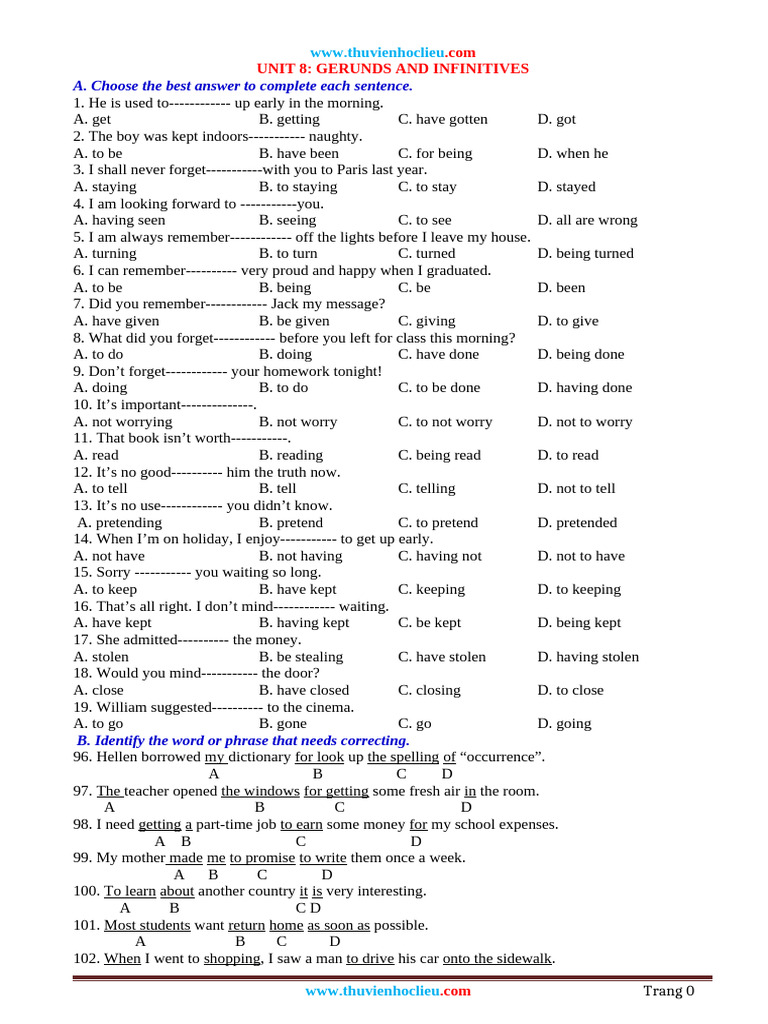 BT GERUNDS-AND-INFINITIVES | PDF