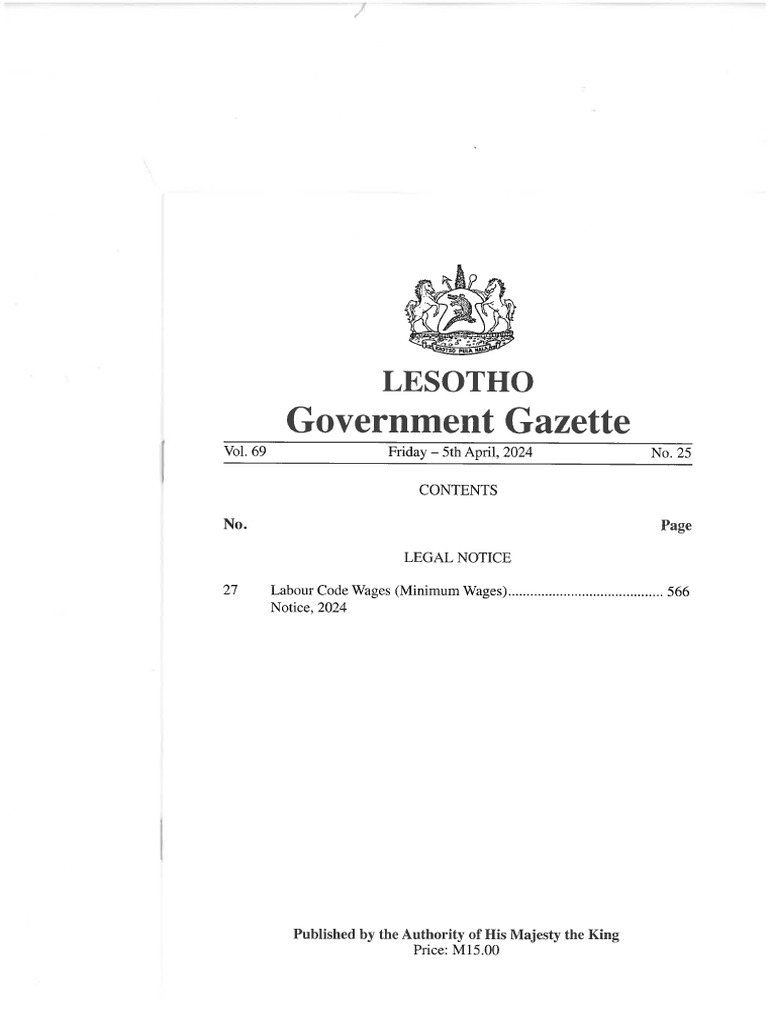 Minimum Wages in Lesotho | PDF