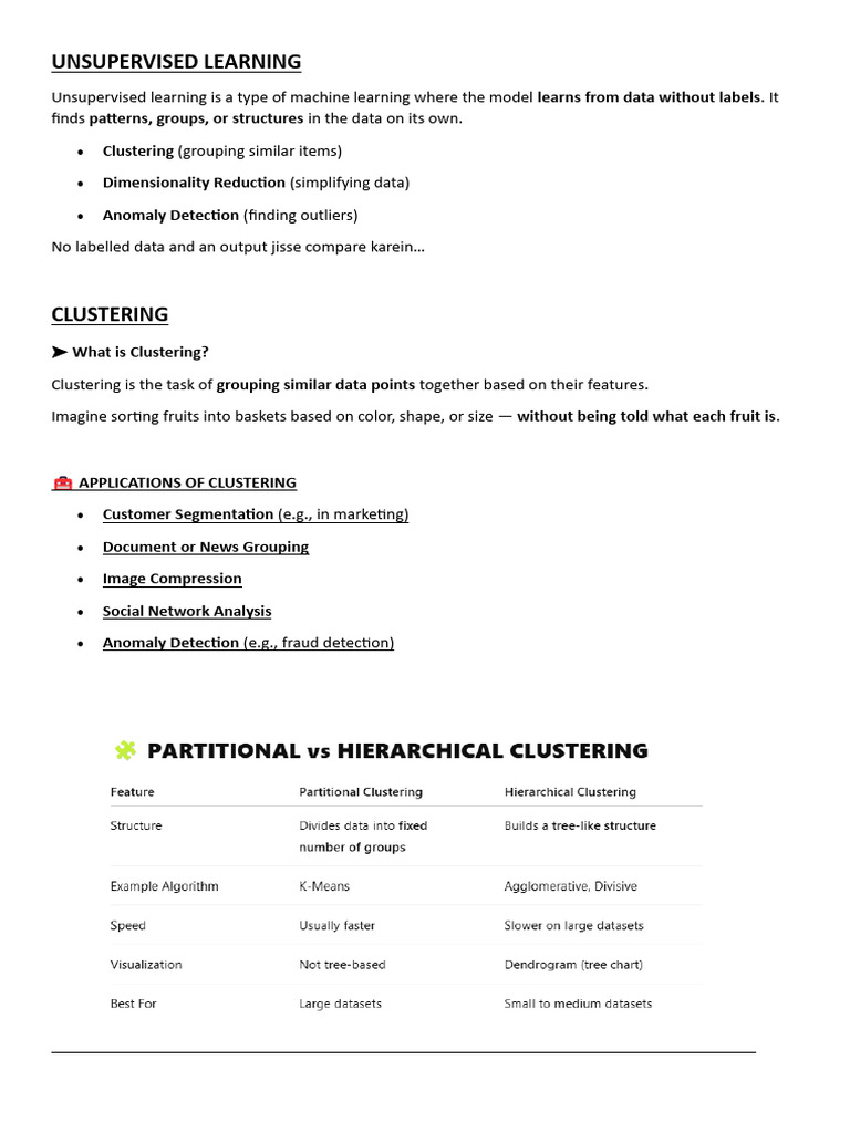Unsupervised Learning Techniques Overview Pdf