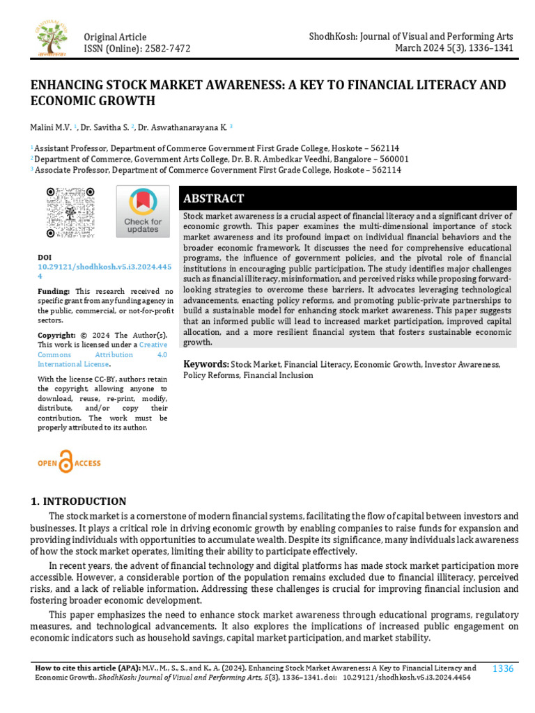 Stock Market Awareness for Economic Growth | PDF | Financial Literacy ...