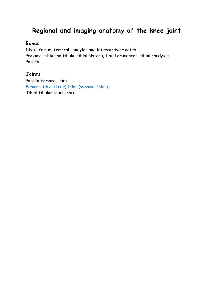 Knee Joint Anatomy: Bones & Joints | PDF