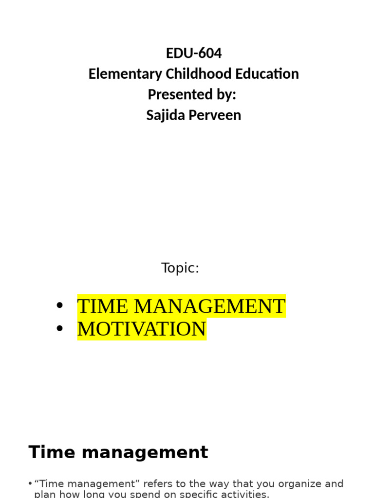 5 - Time Management and Motivation | PDF | Motivational | Motivation