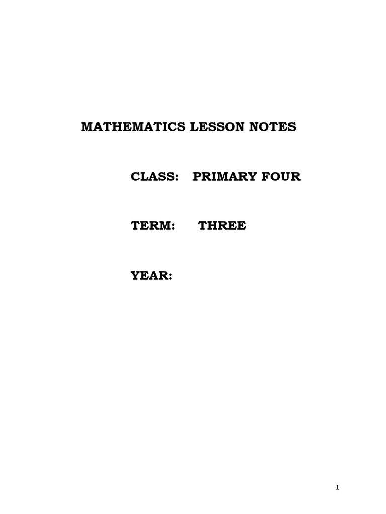 P - 4 Mathematics Lesson Notes Term 3 | PDF | Area | Volume