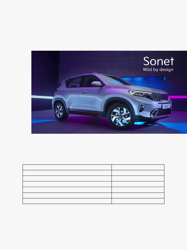 Marketing Lab - KIA (Sonet) Automobile | PDF | Electric Vehicle | Car