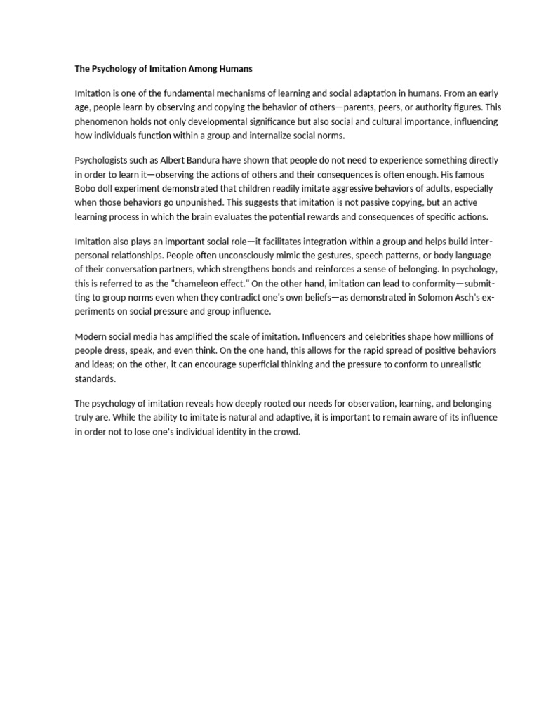 Imitation | PDF
