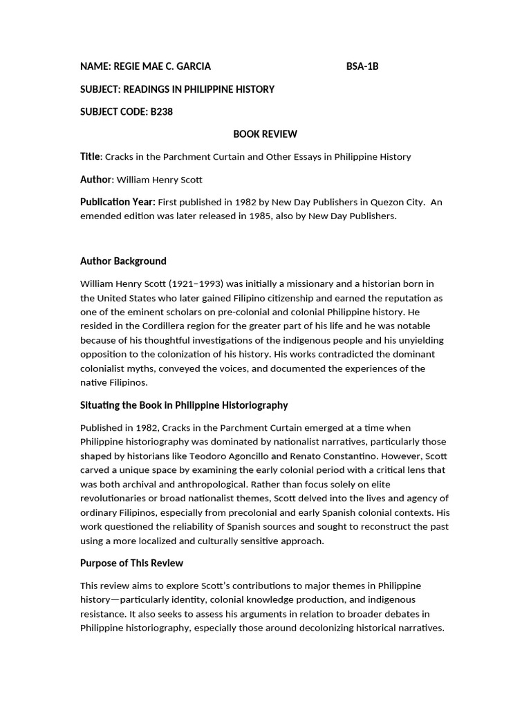 Philippine History Book Review | PDF | Historian | Narrative