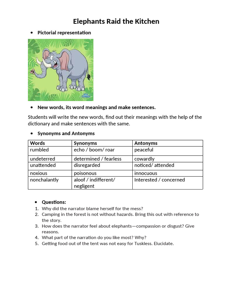 Notes of Elephants Raid The Kitchen | PDF