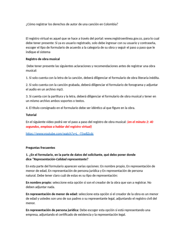 Registro de canciones en Colombia | PDF