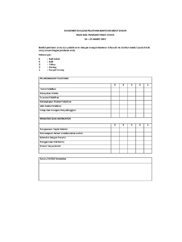 Contoh Evaluasi Pelaksanaan Pelatihan | PDF