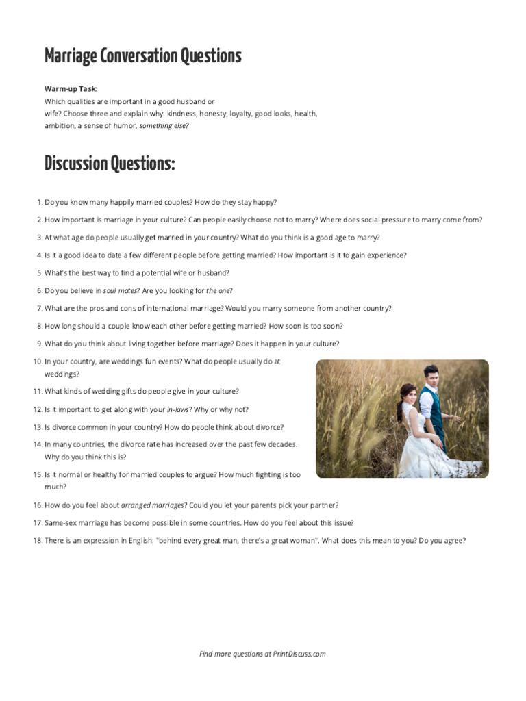 Marriage Conversation Questions | PDF