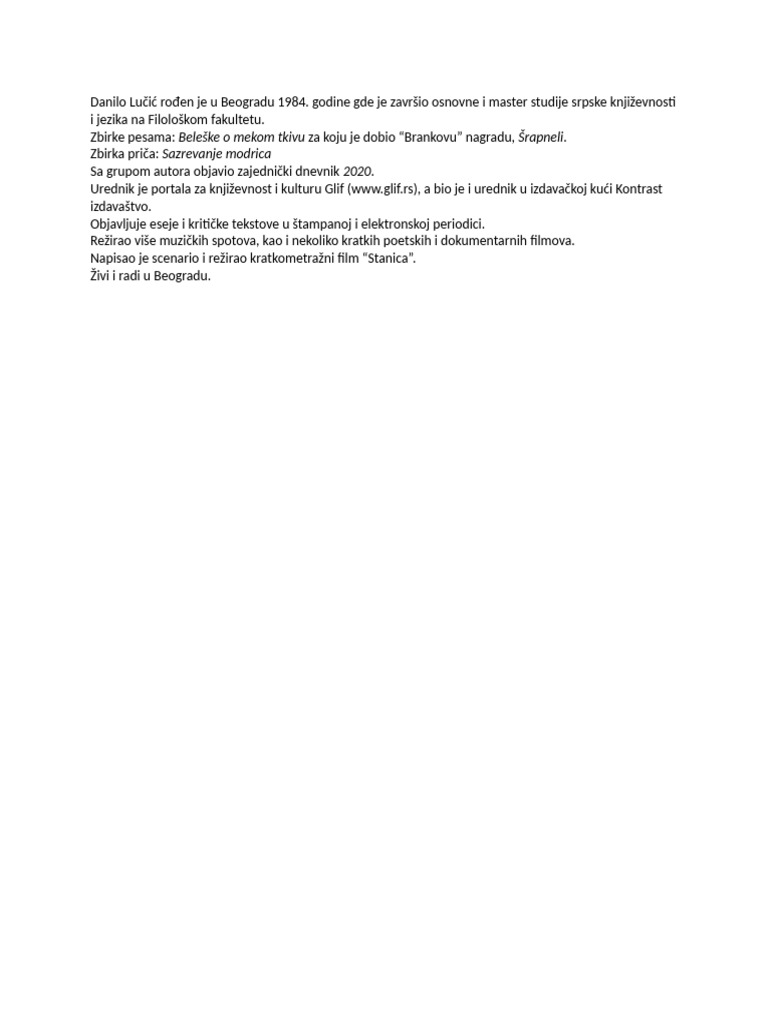 Danilo Lučić, Biografija | PDF