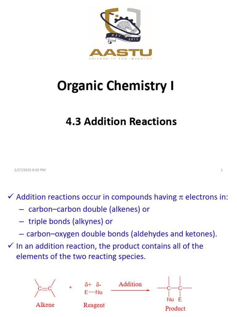 Unit 4-3 Addition Reaction | PDF | Alkene | Chemical Reactions