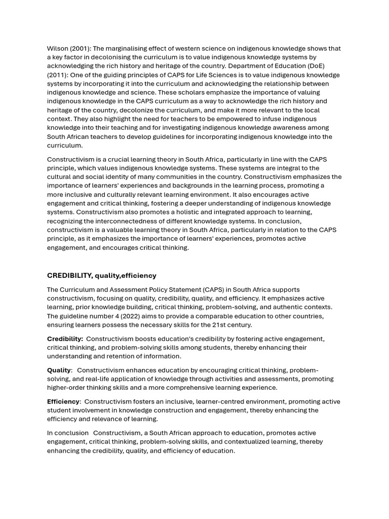 Valuing Indigenous Knowledge 2 | PDF | Constructivism (Philosophy Of ...