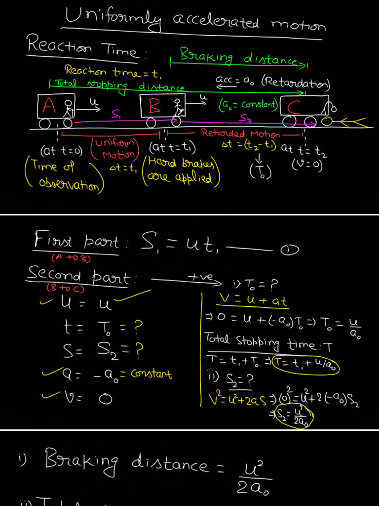 Numericals on uniformly accelerated motion; Reaction time; V-t graph; Motion under gravity | PDF