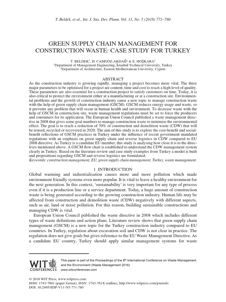 Green Supply Chain Management For Construction Waste-Case Study For ...