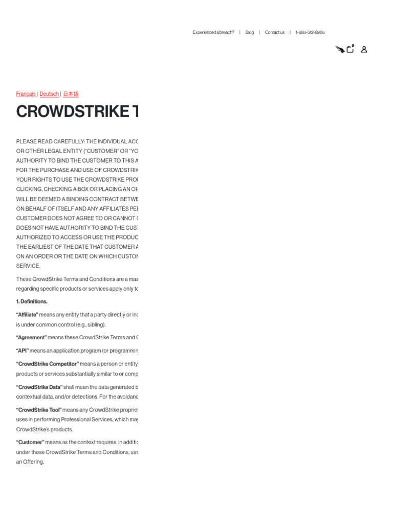 Terms and Conditions CrowdStrike 2 | PDF | Malware | Indemnity