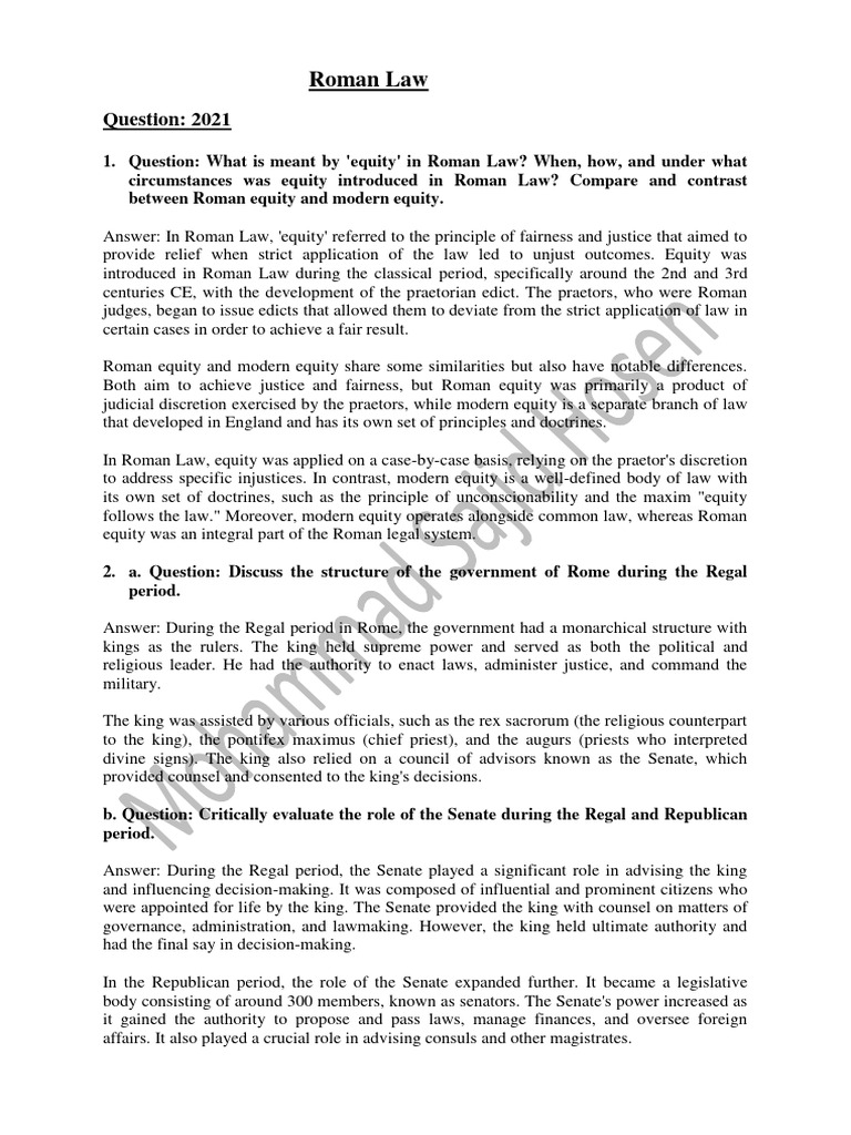 Roman Law Qa PDF | PDF | Equity (Law) | Inheritance