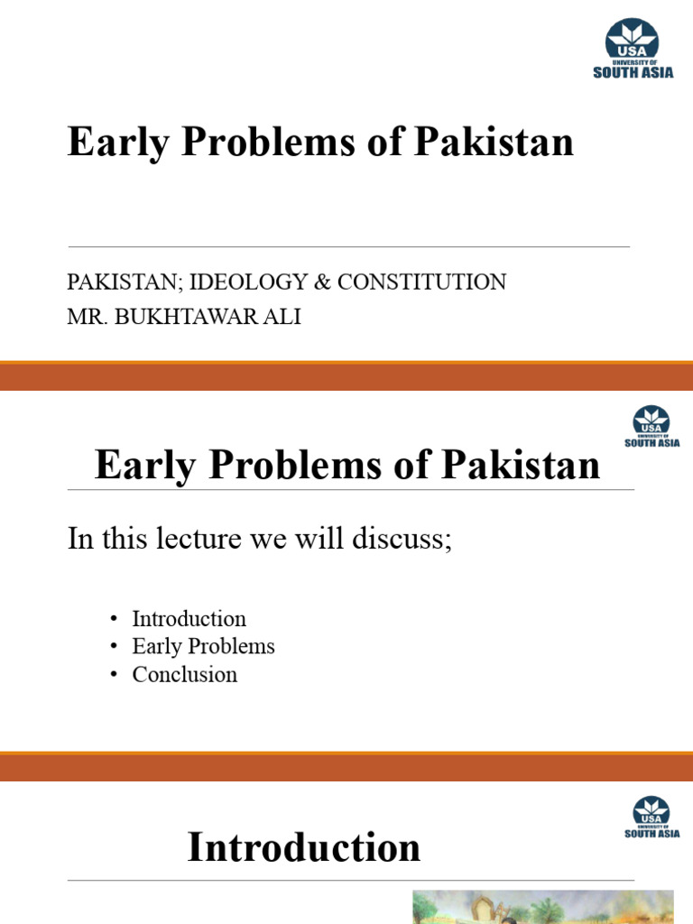 Topic 9th Initial Problems of Pakistan | PDF | Pakistan | Partition Of ...