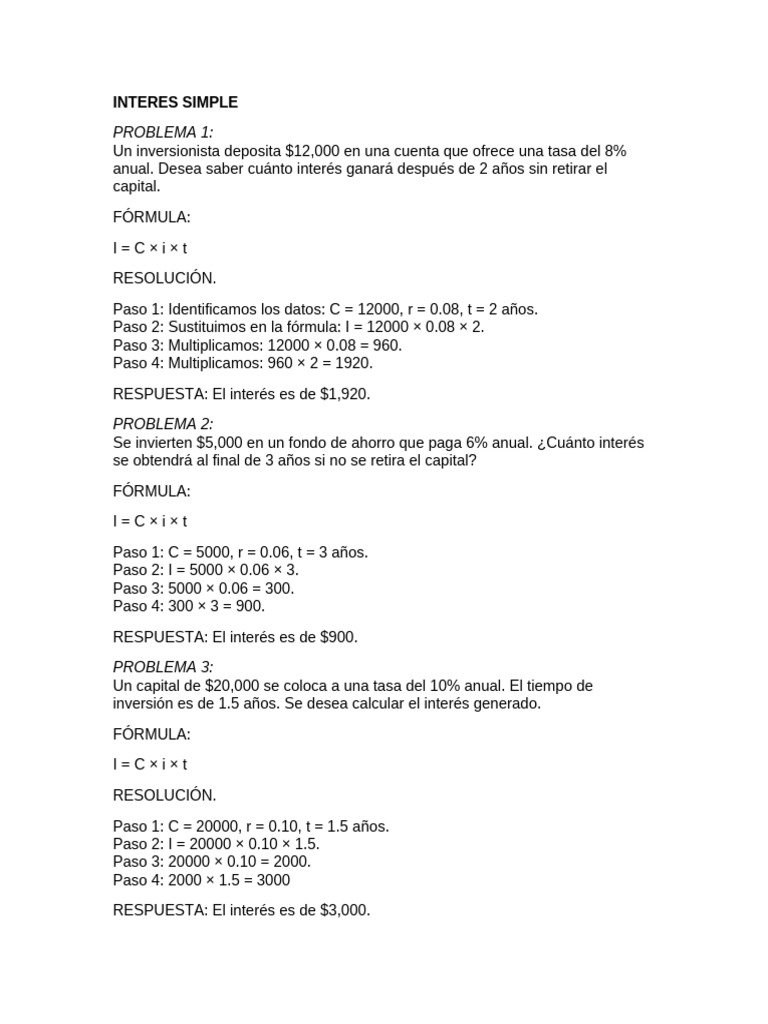 Ejercicios_Interes_Simple_ | PDF