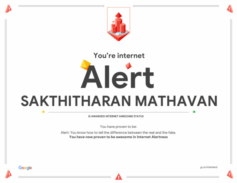Google_Interland_SAKTHITHARAN MATHAVAN_Certificate_of_Alertness | PDF