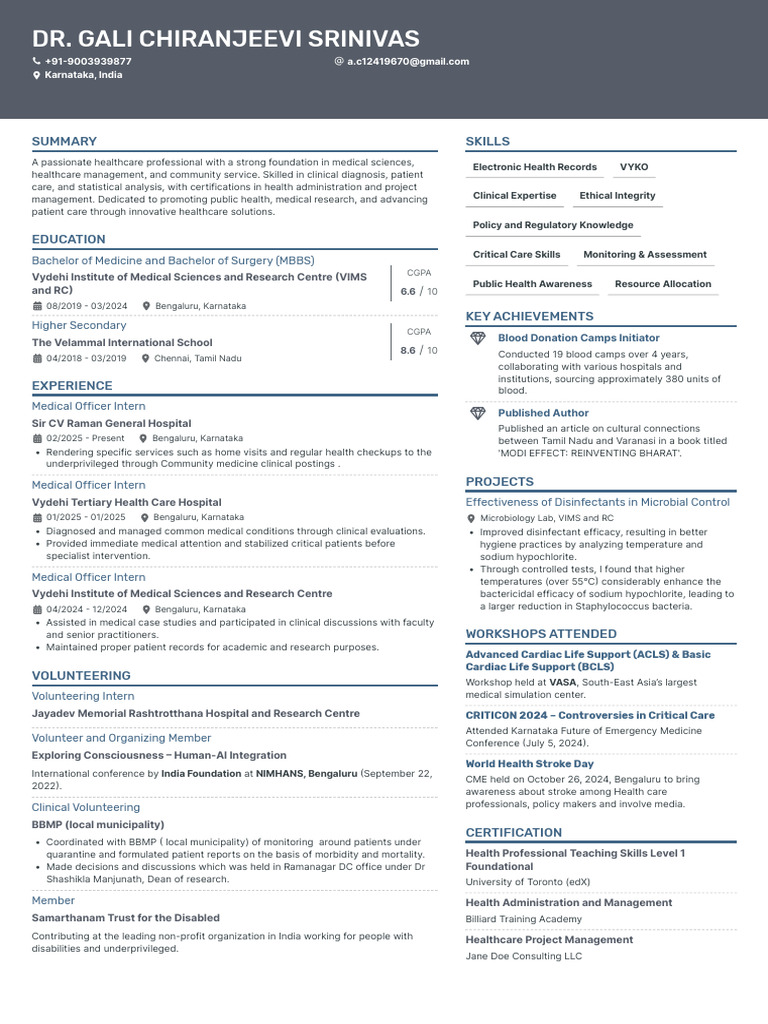CV Gali Chiranjeevi Srinivas | PDF | Health Care | Medicine