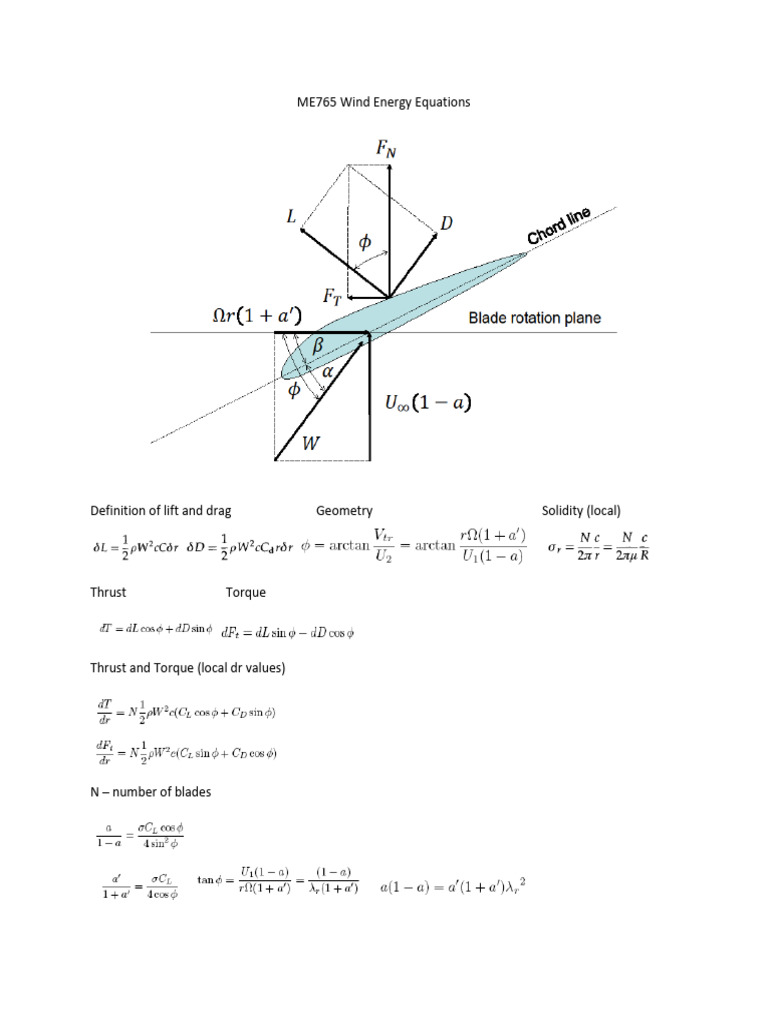 Wind Energy Equations | PDF