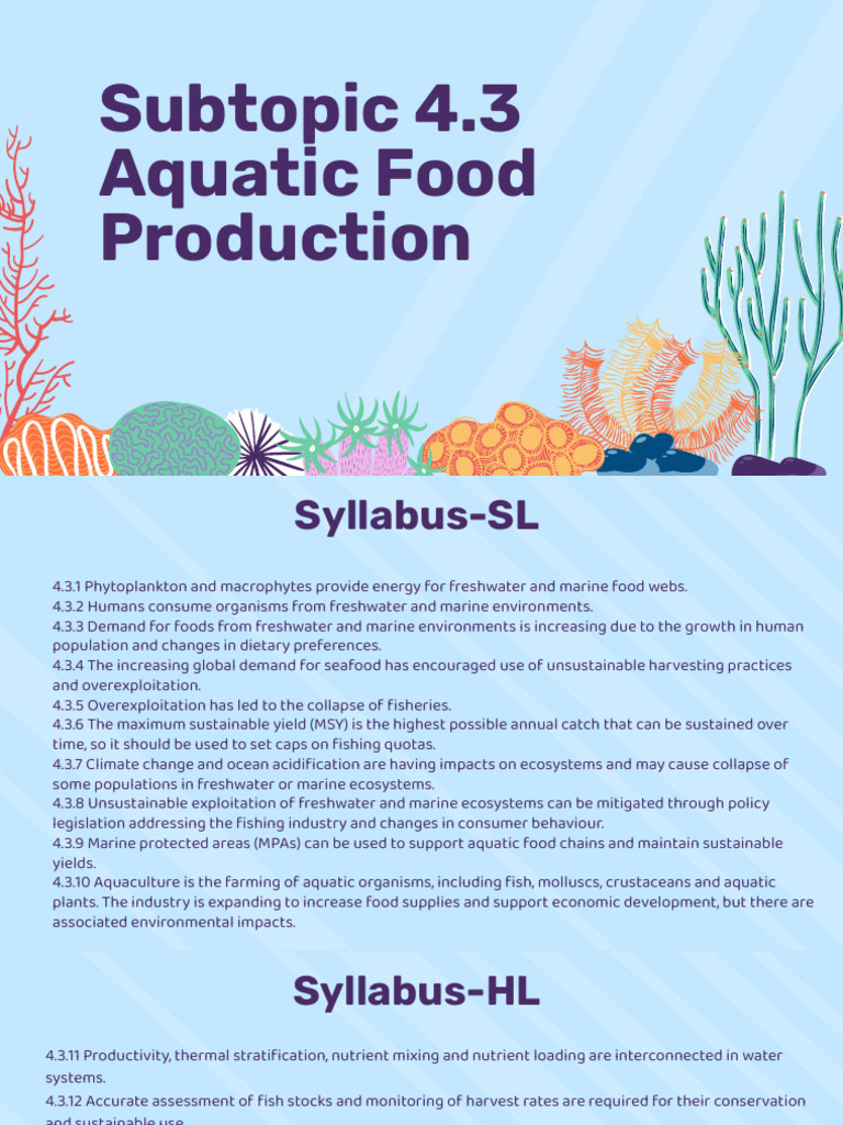 4.3 Aquatic Food Production | PDF | Aquaculture | Overfishing