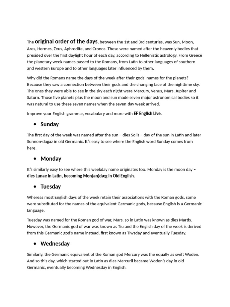 The Original Order of The Days | PDF | Astronomy