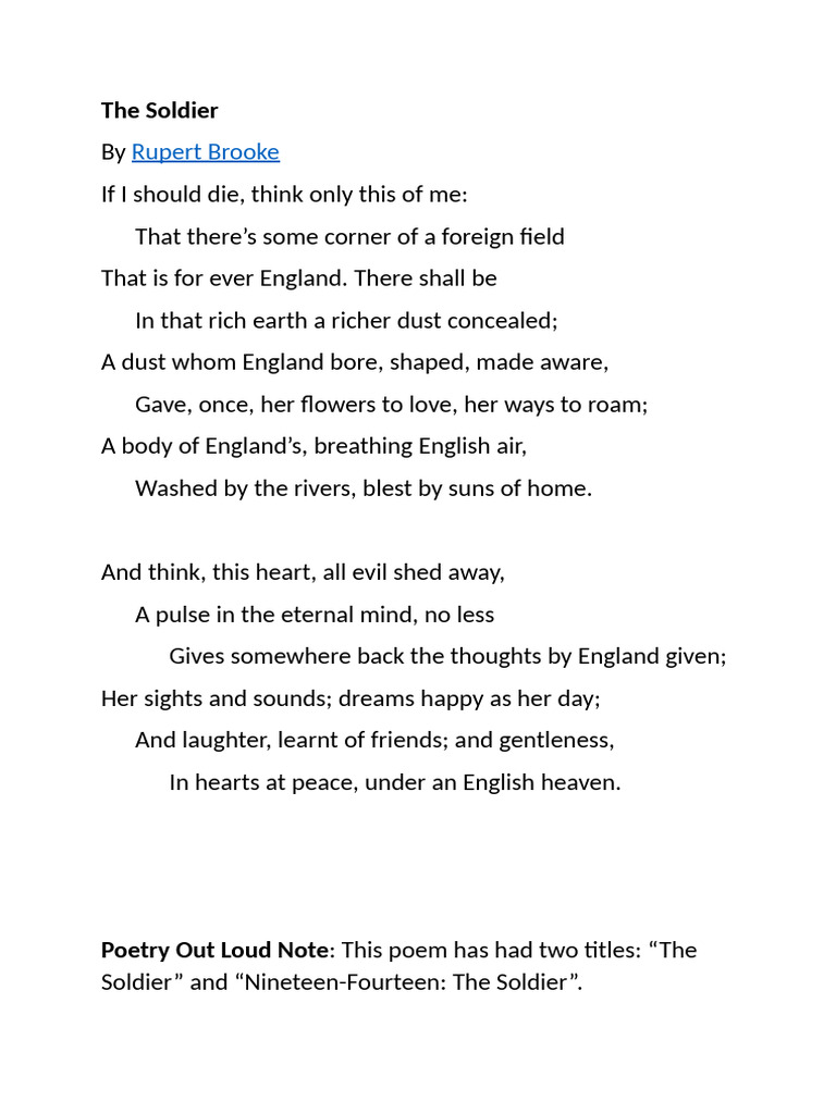 The Soldier by Rupert Brooke | PDF