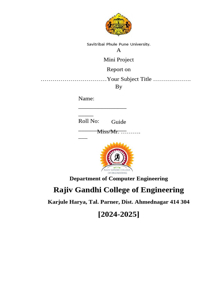 Mini Project Format, Front Pages | PDF | Engineering
