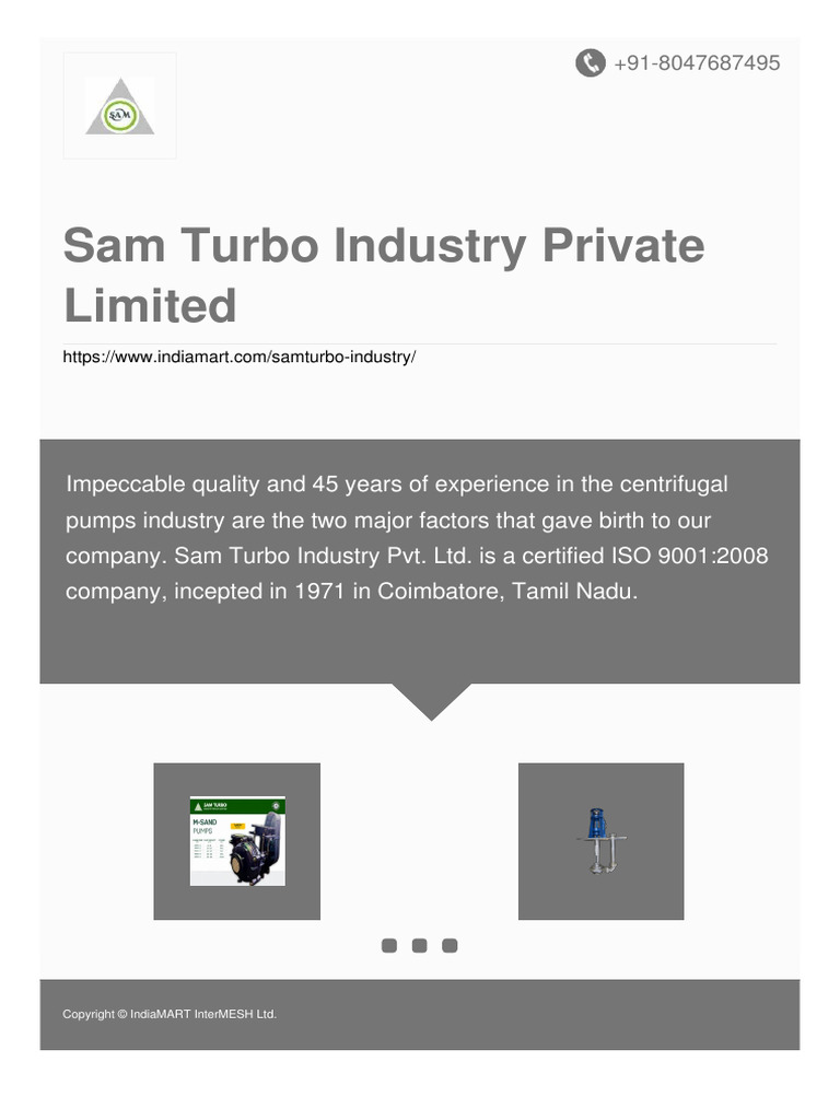 Sam Turbo Industry Private Limited | PDF | Pump | Hydraulics
