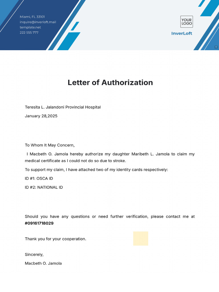 Authorization Letter Template | PDF