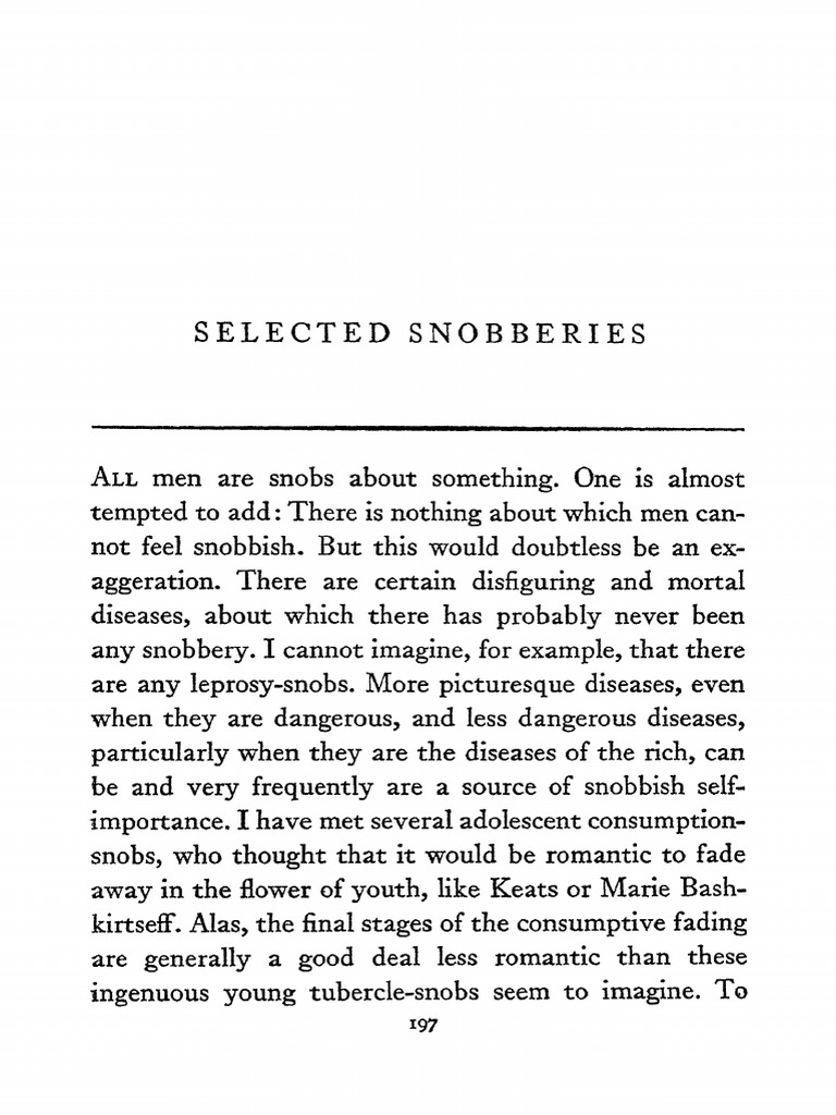 5.selected Snobberies by Aldous Huxley | PDF