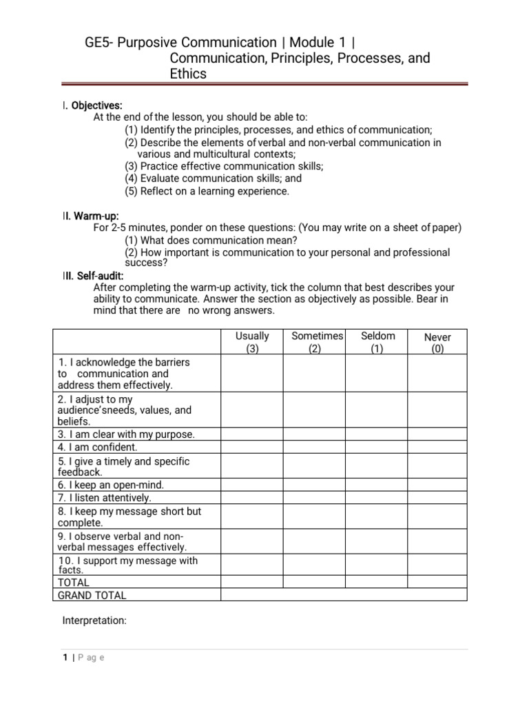 Module 1-Communication - Principles - Processes - and Ethics | PDF ...