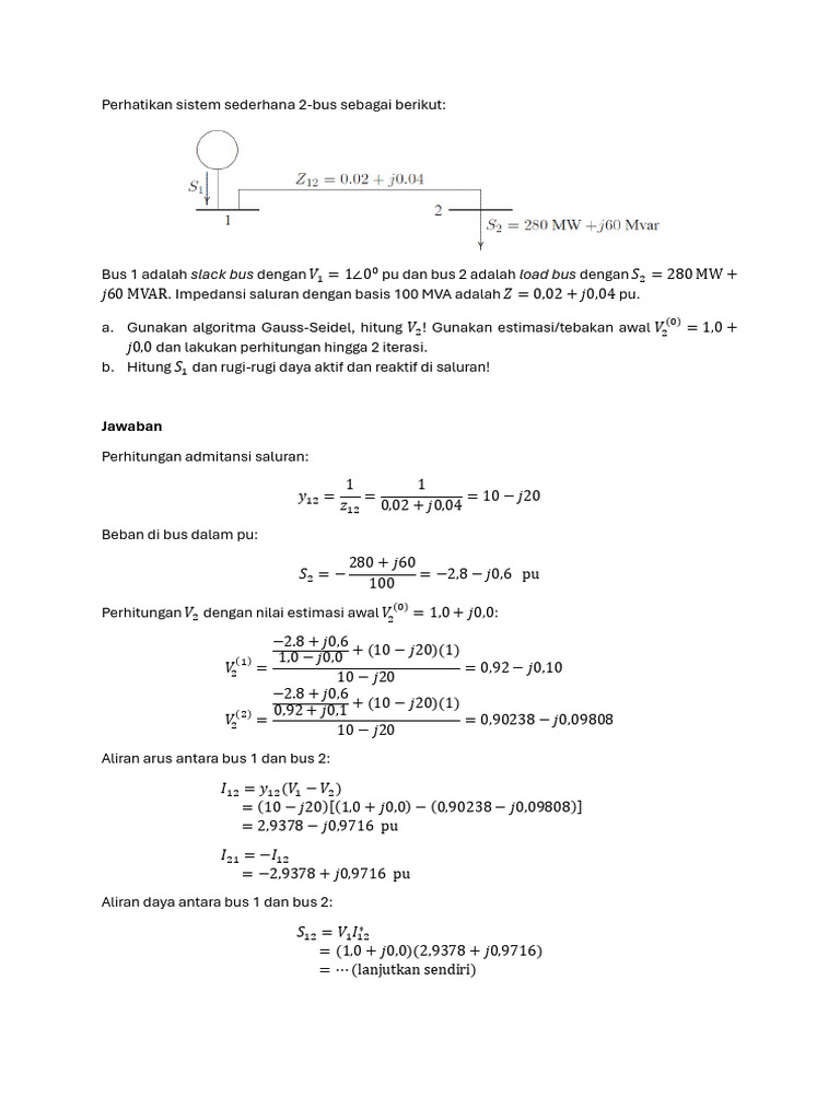 Contoh Load Flow_Gauss-Seidel | PDF