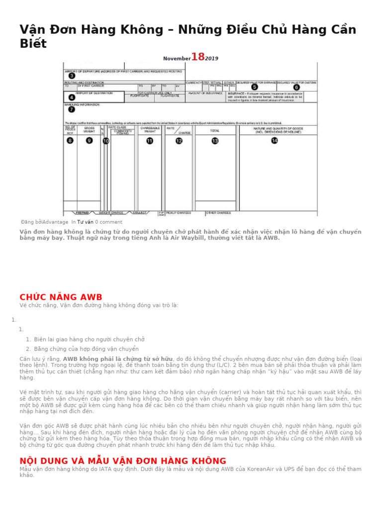 Vận Đơn Hàng Không | PDF