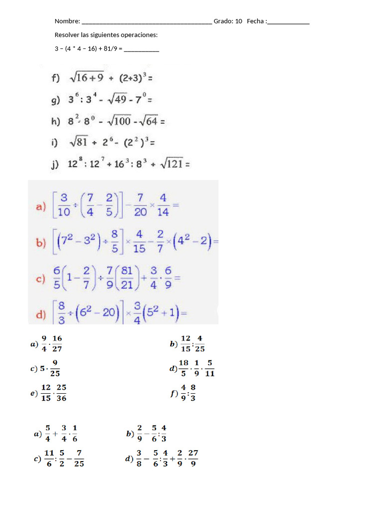Operaciones Combinadas | PDF