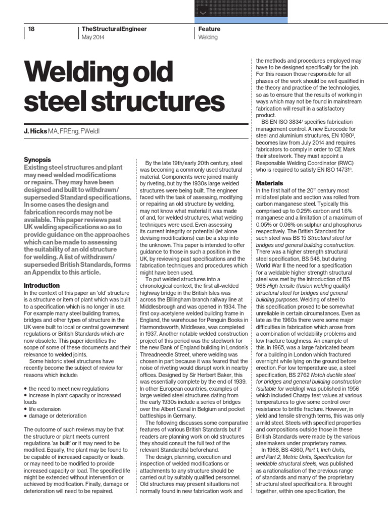 Welding Modifications for Old Steel Structures | PDF | Welding ...
