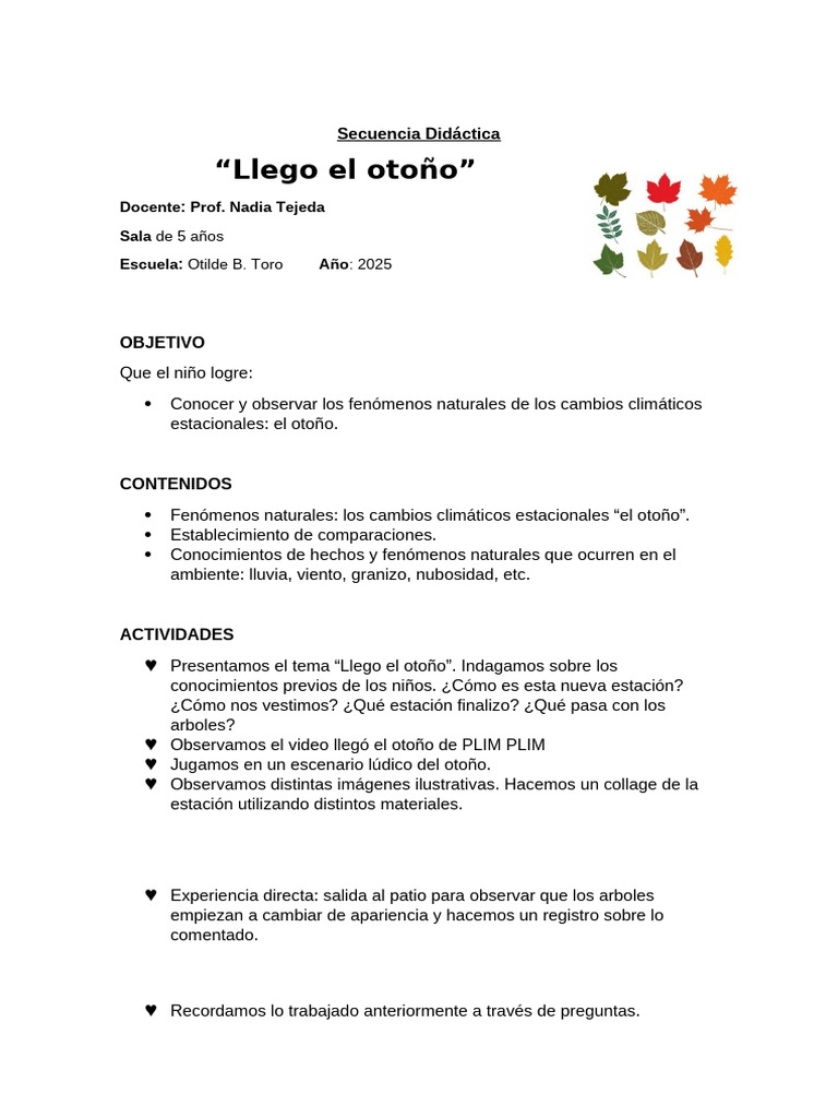 Secuencia Didáctica Otoño | PDF