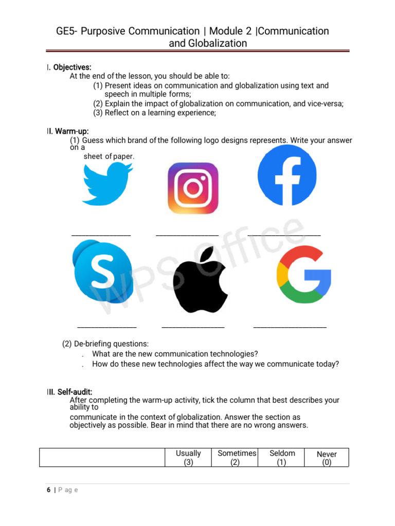 Module 2-Communication and Globalization | PDF | Communication | Globalization