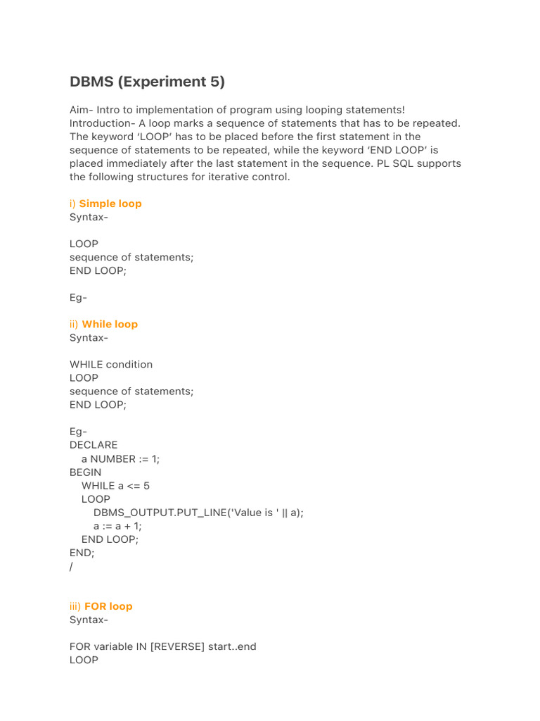 DBMS (Experiment 5) | PDF