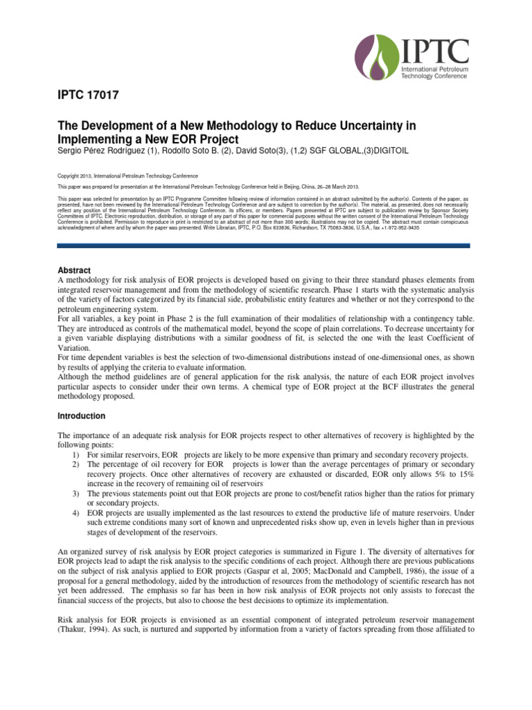 The Development of A New Methodology To Reduce Uncertainty in EOR | PDF ...