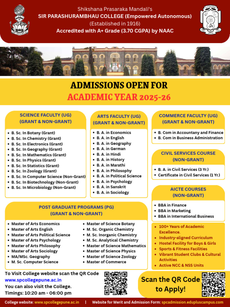 S P College Admission Flyer | PDF | Master Of Science | Qualifications