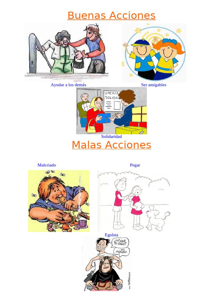 Buenas y Malas Acciones para Niños | PDF
