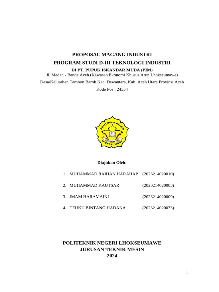 Proposal Magang | PDF