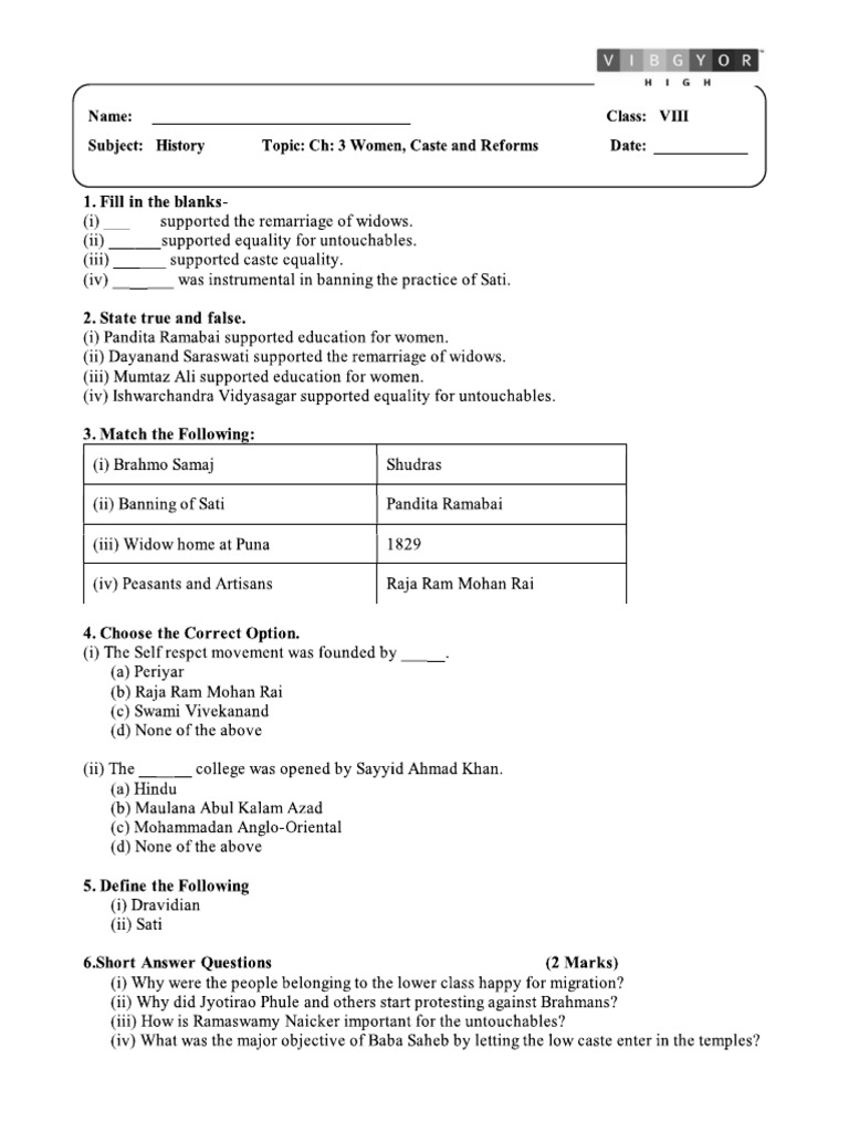 20.2.25 History Grade 8 Worksheet 4 | PDF